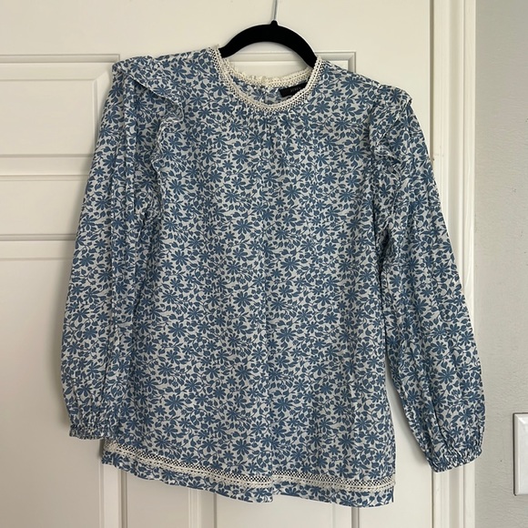 J. Crew | Tops | Blue Floral Jcrew Top | Poshmark